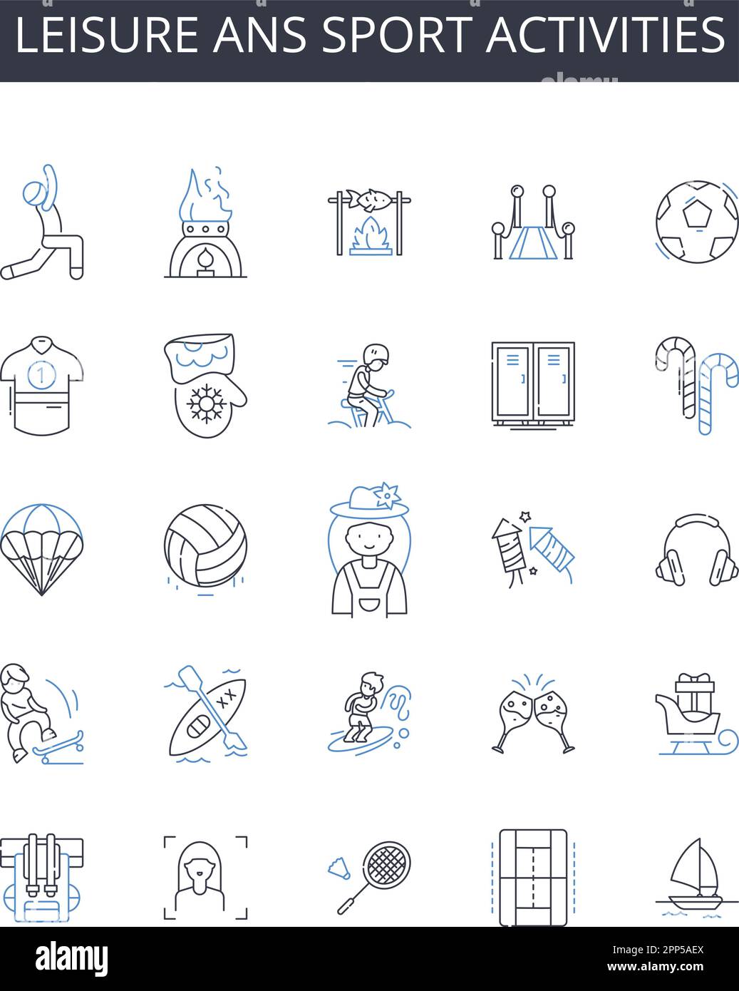 Leisure ans sport activities line icons collection. SEO, PPC, Social ...