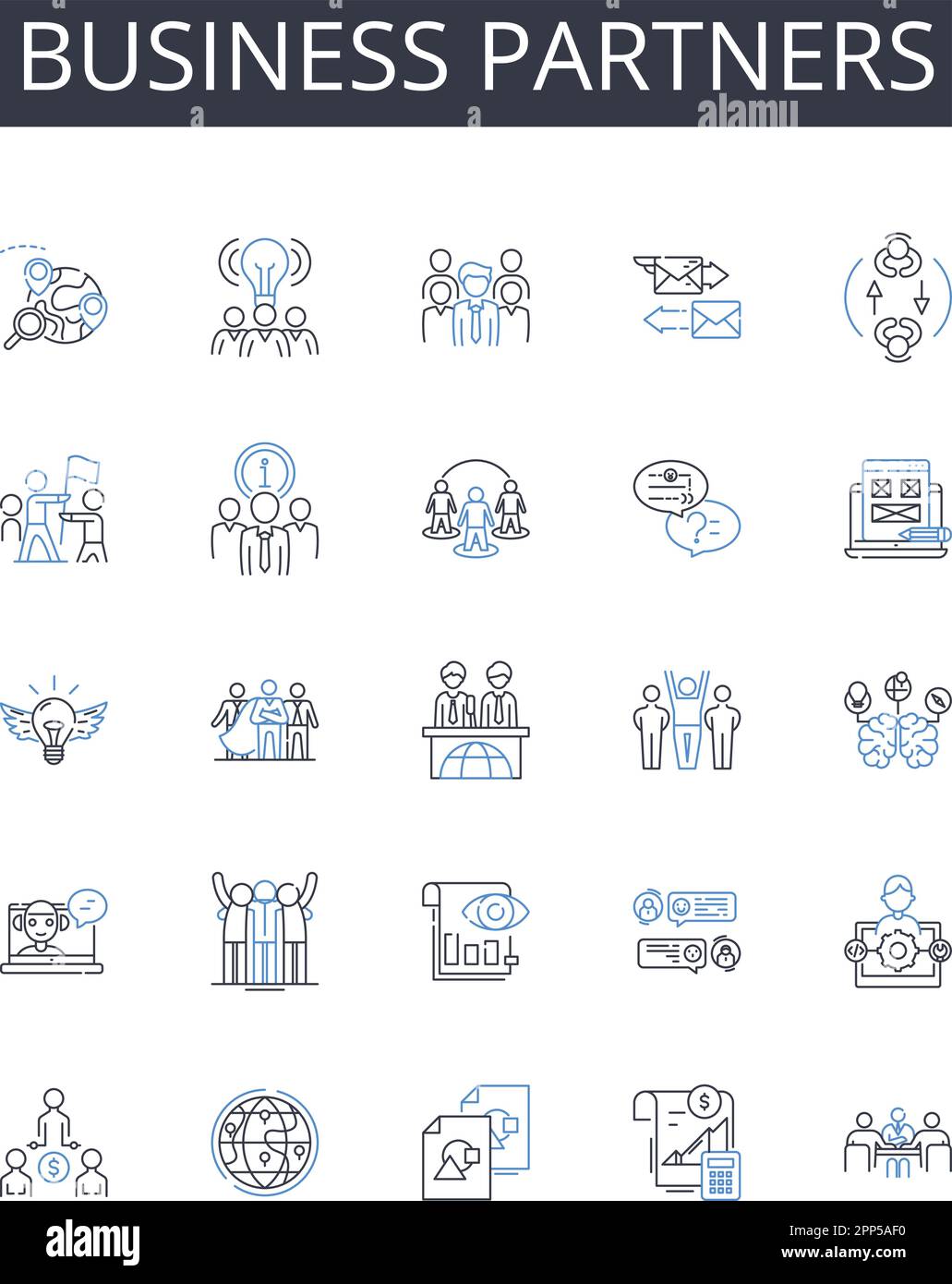 Business Partners line icons collection. Venues, Halls, Conference ...