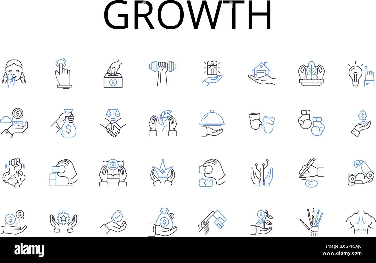 Growth line icons collection. Expansion, Development, Progression ...