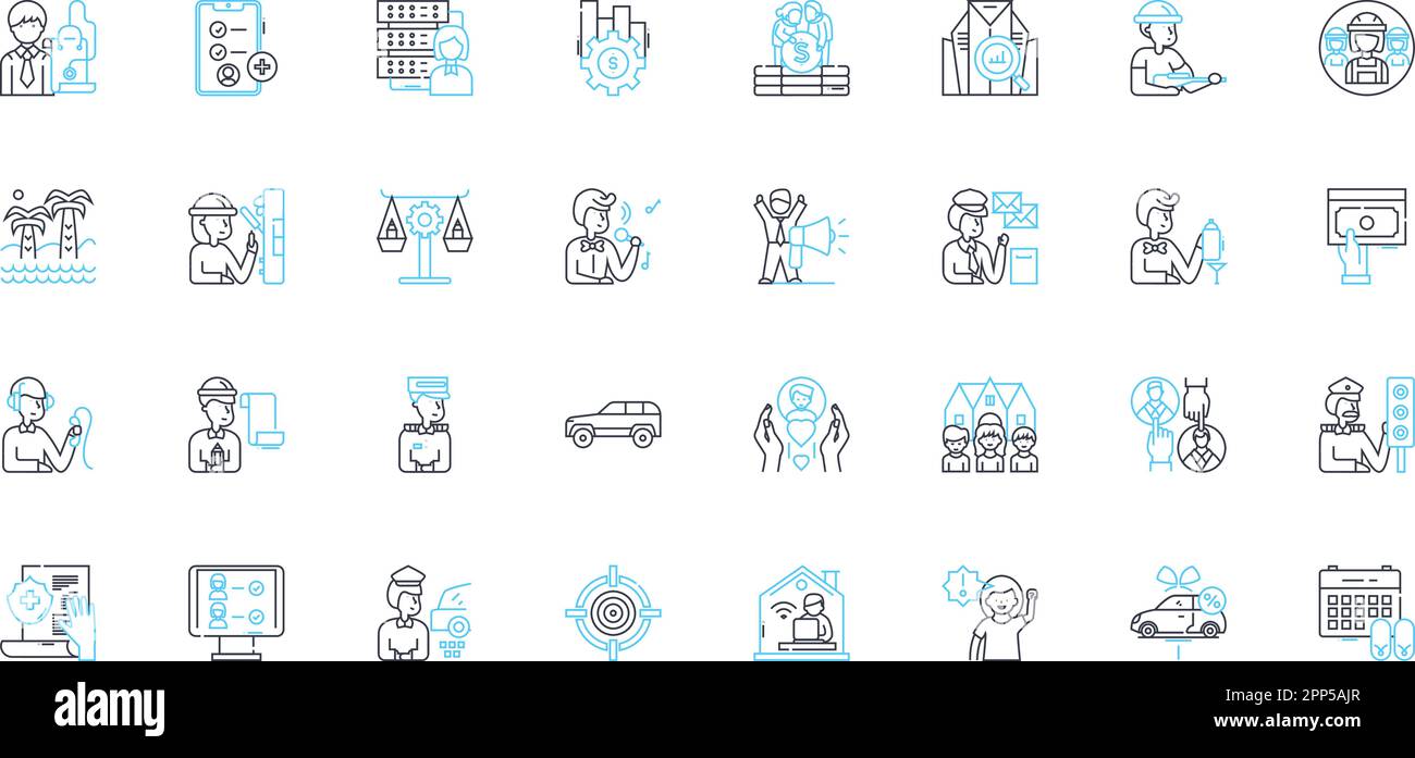 Employment strategy linear icons set. Recruitment, Retention, Talent ...