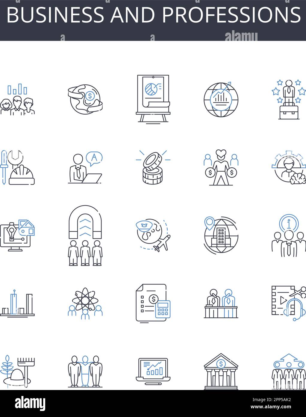 Business and professions line icons collection. Commerce, Enterprise ...