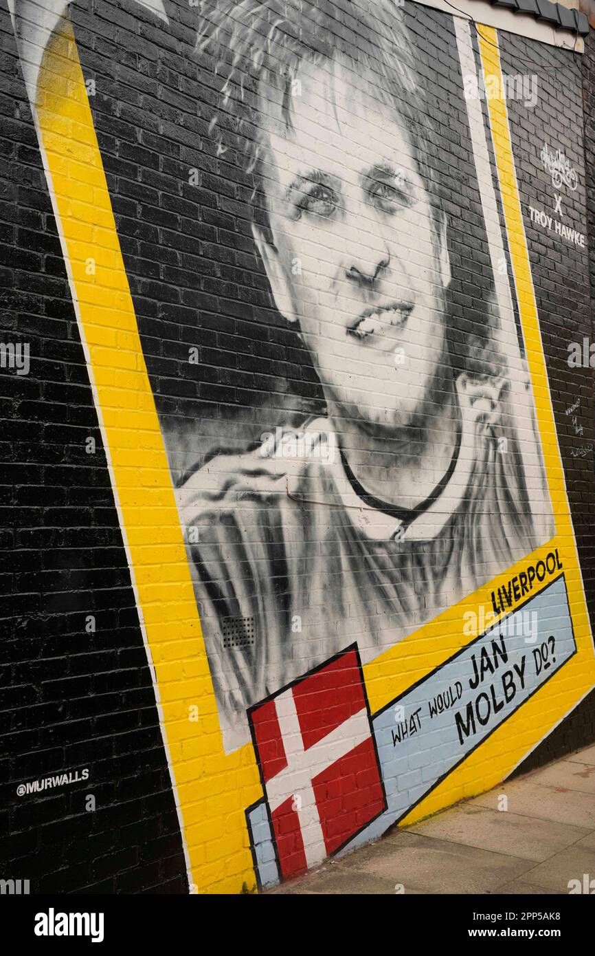 A mural of former Liverpool player Jan Molby before the Premier League ...