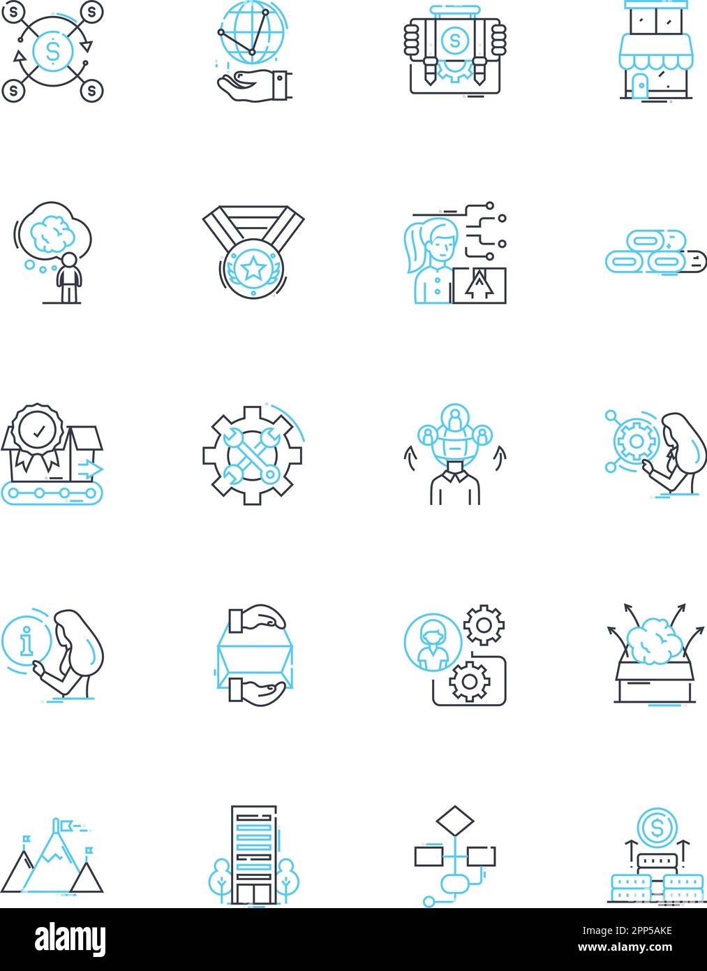 Project Planning Linear Icons Set Strategy Initiative Mission Objectives Scope Budget