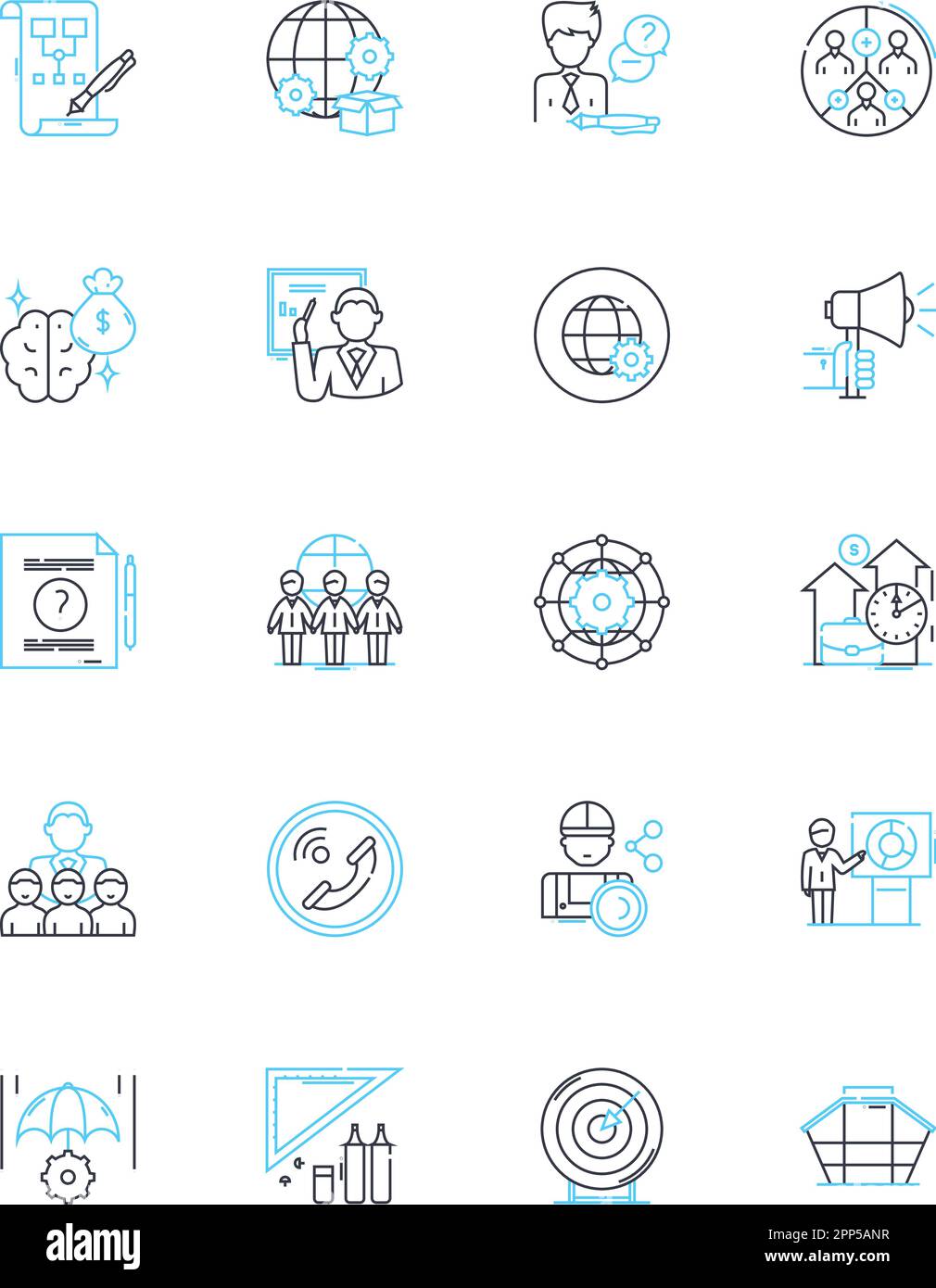 Management Wizard linear icons set. Expert, Efficient, Organized ...