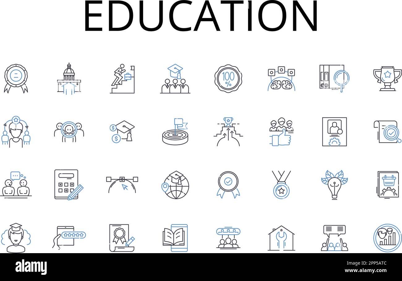 Education line icons collection. Learning, Instruction, Schooling ...