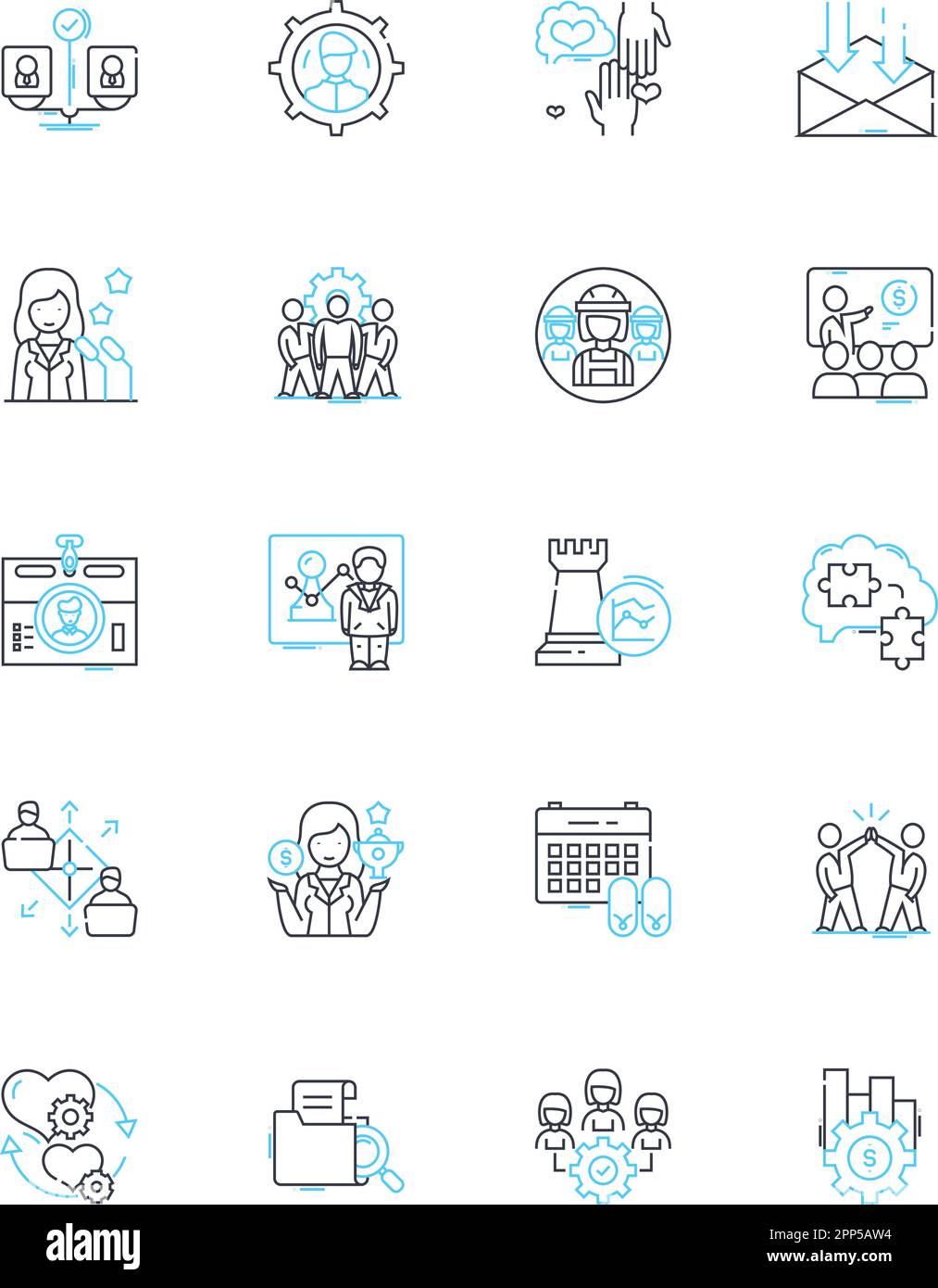 Social acumen linear icons set. Empathy, Listening, Diplomacy ...