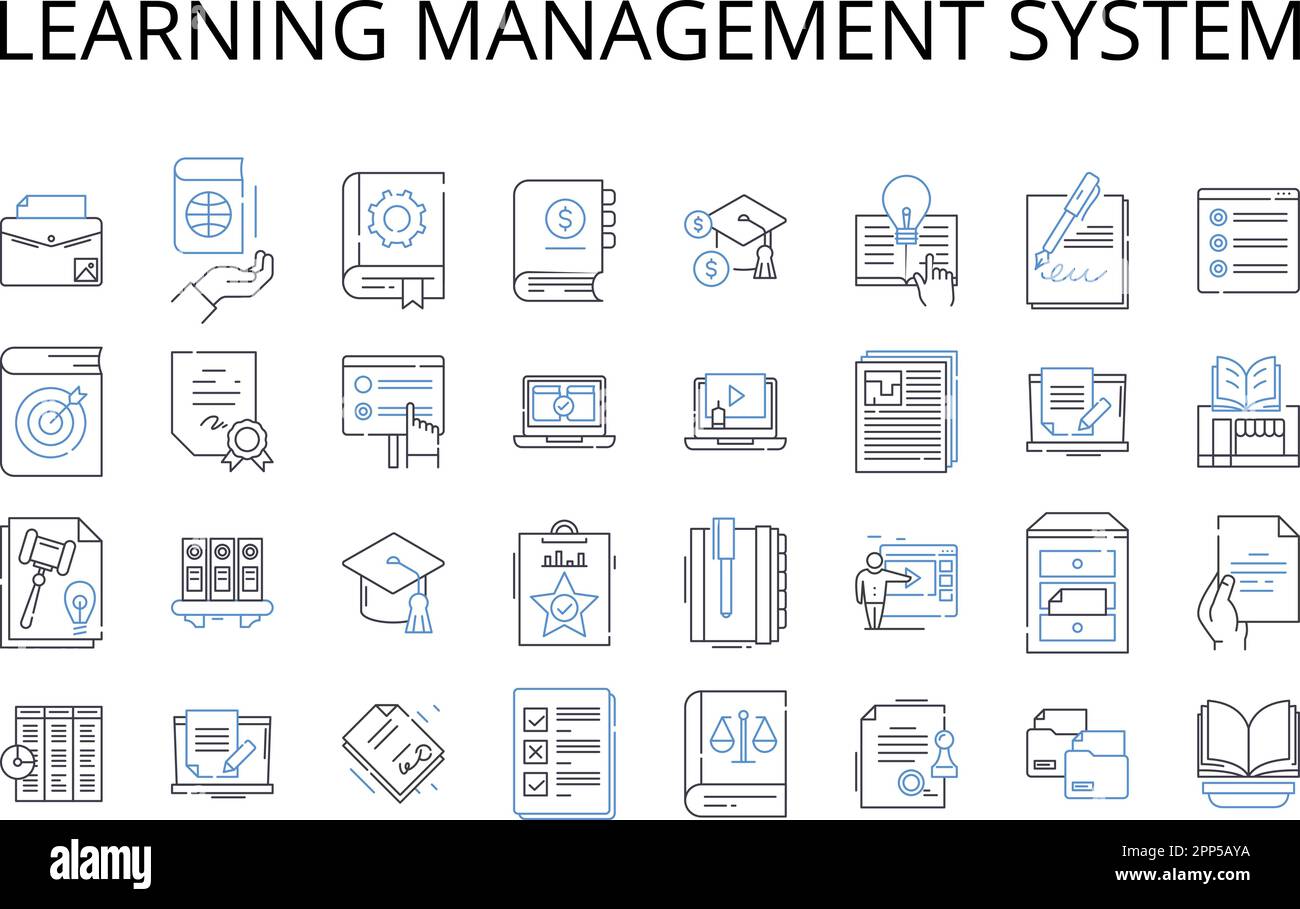 Learning Management System Line Icons Collection Website Design