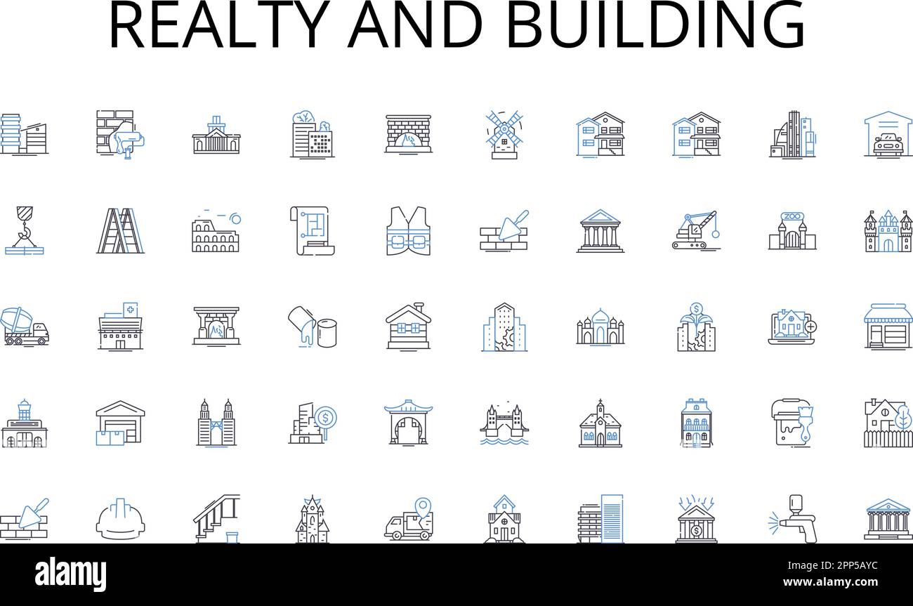 Realty And Building Line Icons Collection Html Css Javascript Php Python Ruby Java Vector