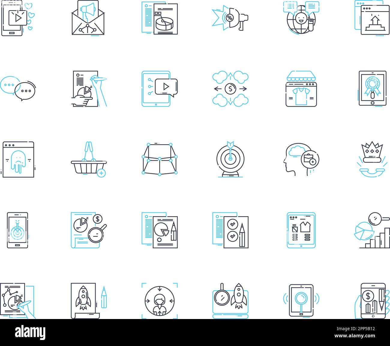 Management and leadership linear icons set. Empowerment, Accountability ...