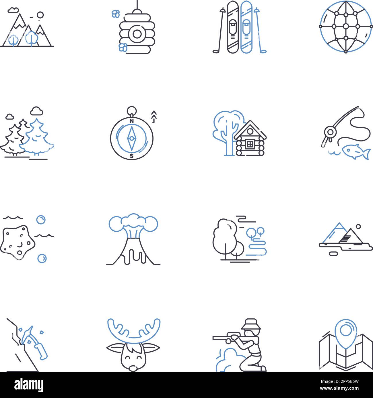 Jungle canopy zip-lining line icons collection. Adventure, Tarzan ...