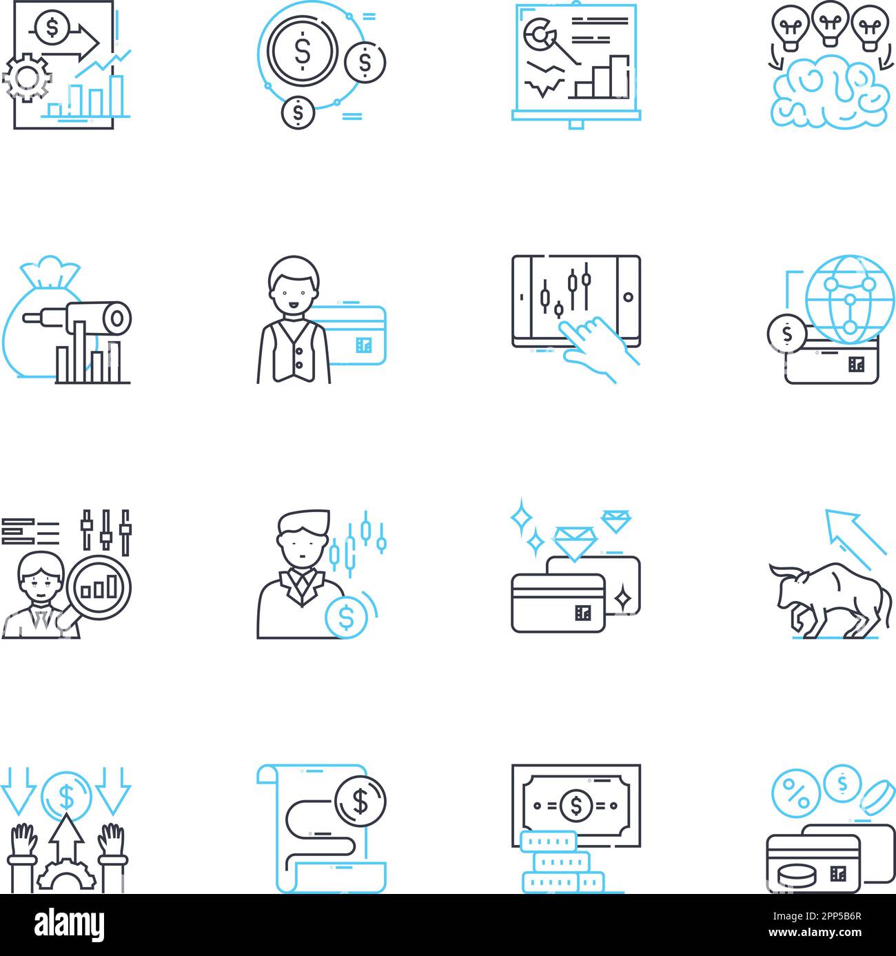 Entrepreneurial finance linear icons set. Funding, Investment, Capital ...