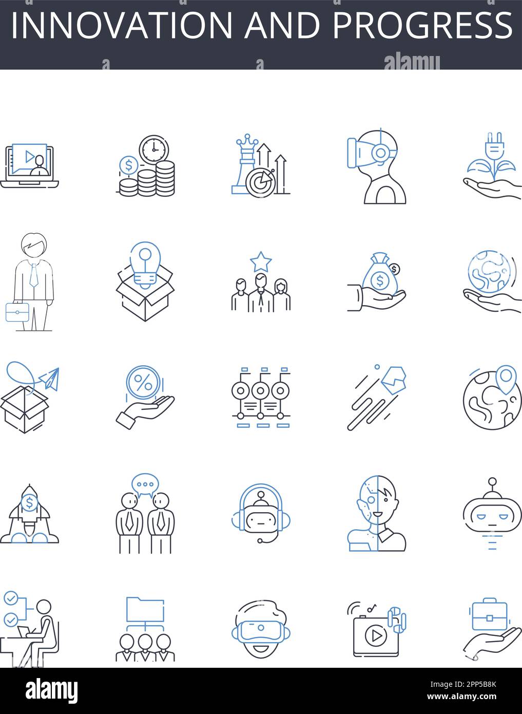 Innovation and progress line icons collection. Improvement, Advancement, Development ...