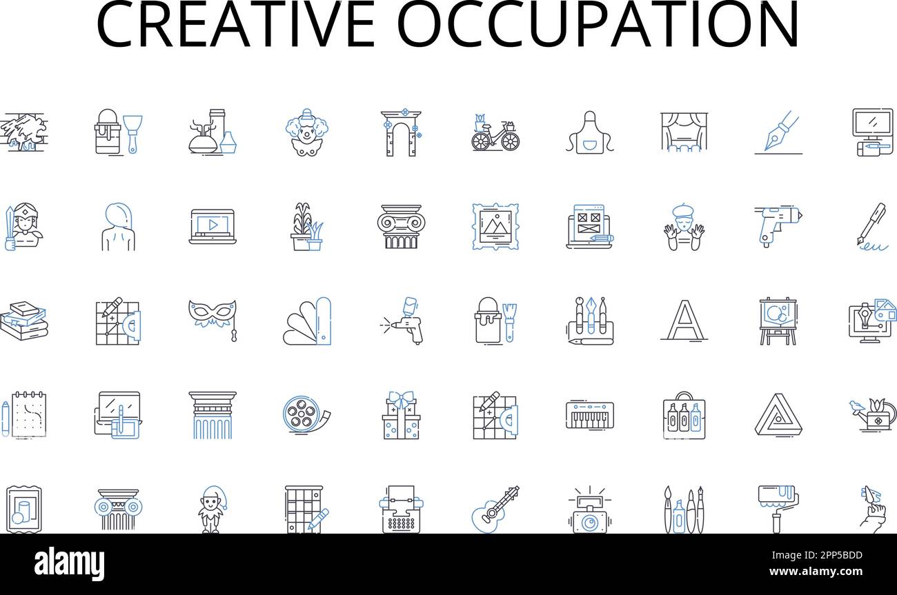 Creative occupation line icons collection. Aspiration, Planning ...