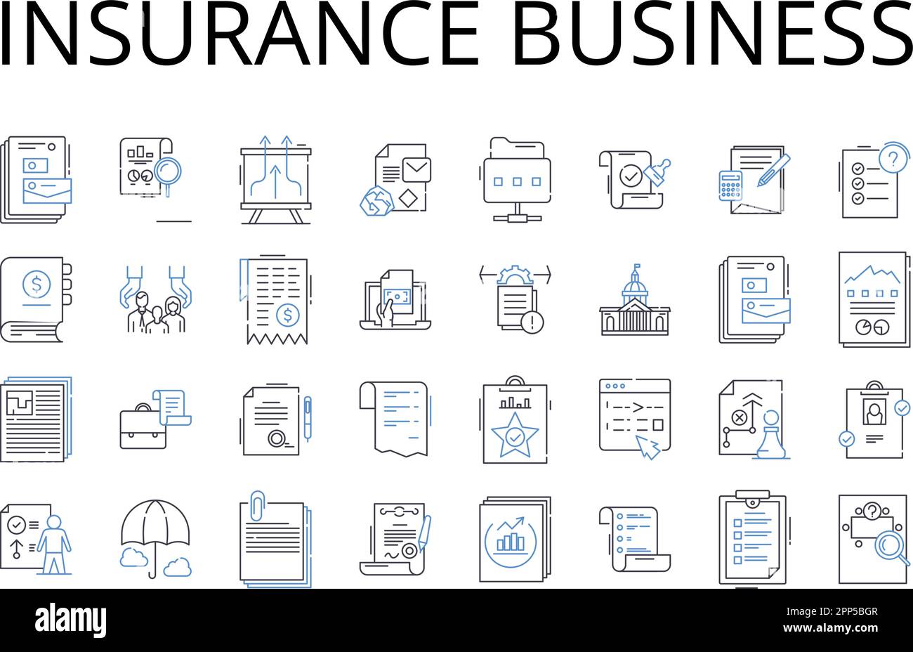 insurance business line icons collection. underwriting, assurance ...