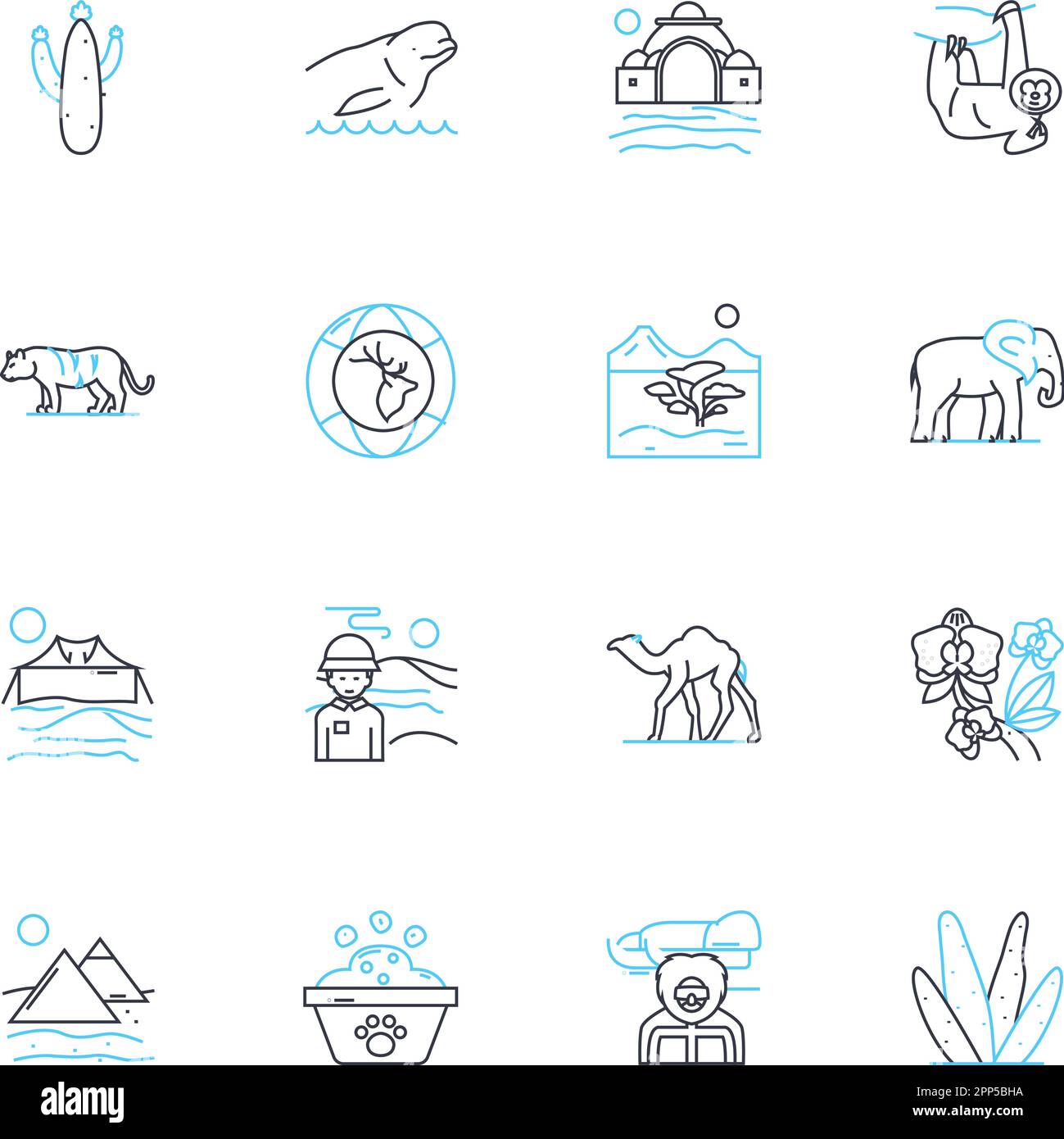 Wildlife linear icons set. Habitat, Conservation, Endangered ...