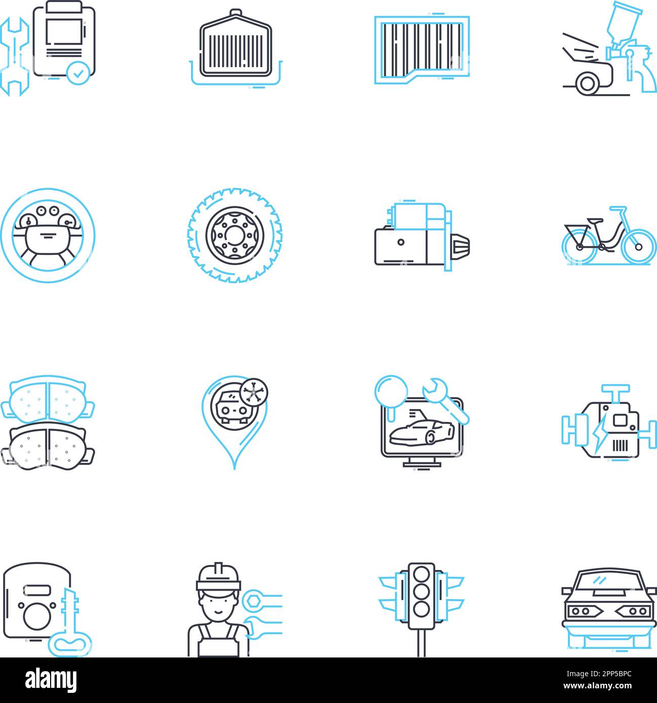 Transportation solutions linear icons set. Commute, Mobility, Logistics ...