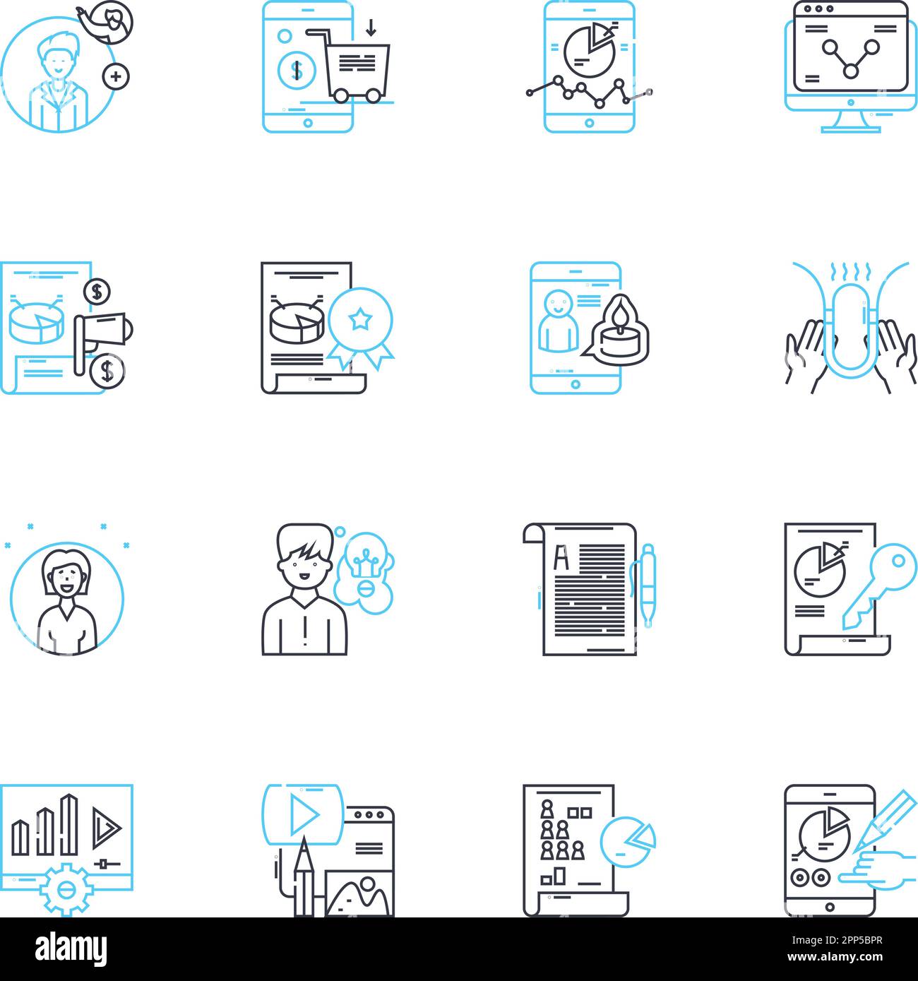 Web Technology Linear Icons Set Html Css Javascript Api Framework Responsive Backend Line