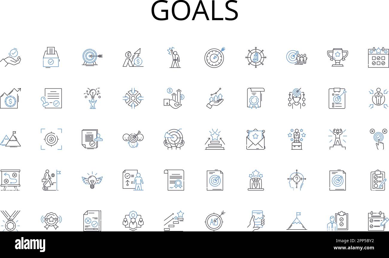 Goals line icons collection. Satisfaction, Loyalty, Engagement ...