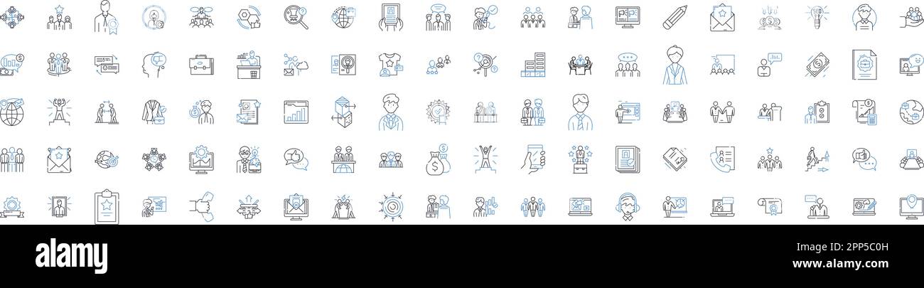 Employee retention line icons collection. Motivation, Loyalty ...