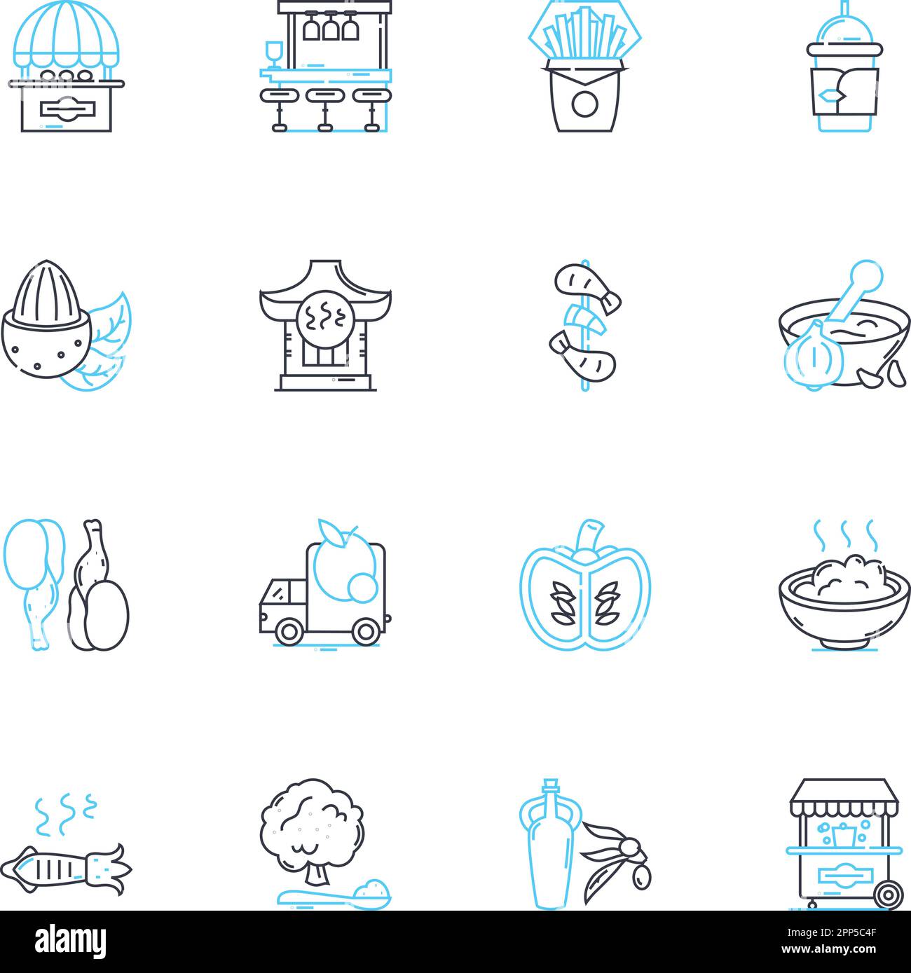 Food production sector linear icons set. Agriculture, Harvest ...