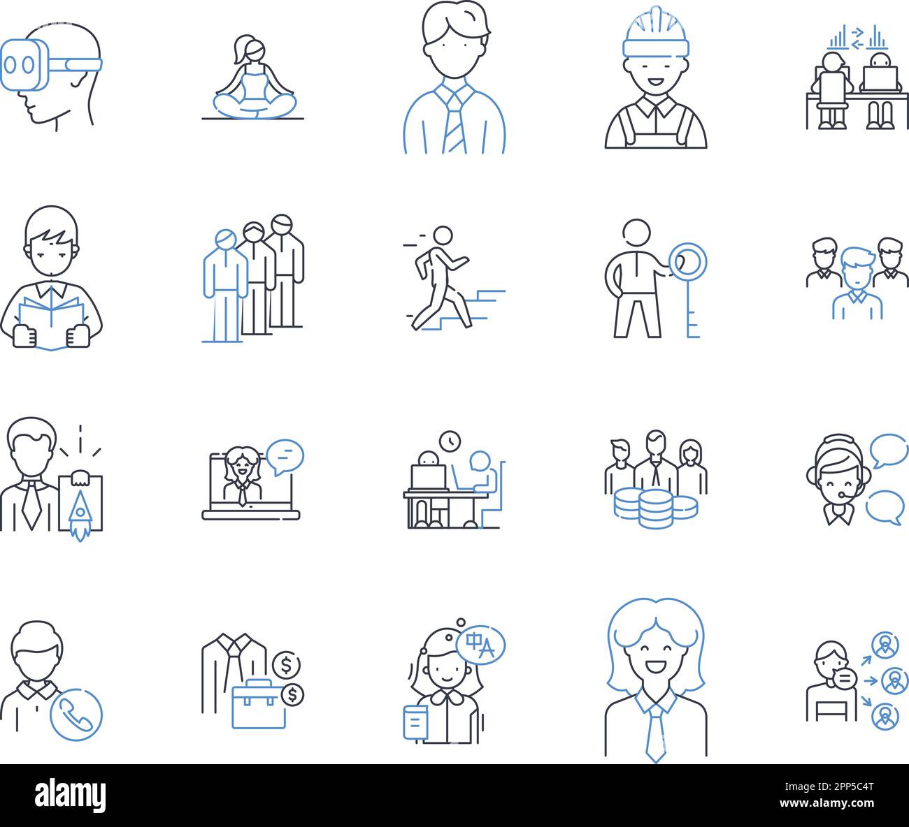 Executive position line icons collection. Leadership, Strategy ...