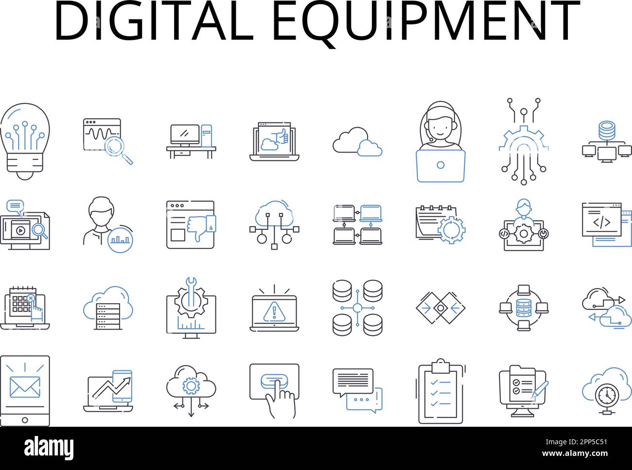 Digital equipment line icons collection. Electronic devices, Cyber ... Digital equipment line icons collection. Electronic devices, Cyber ...