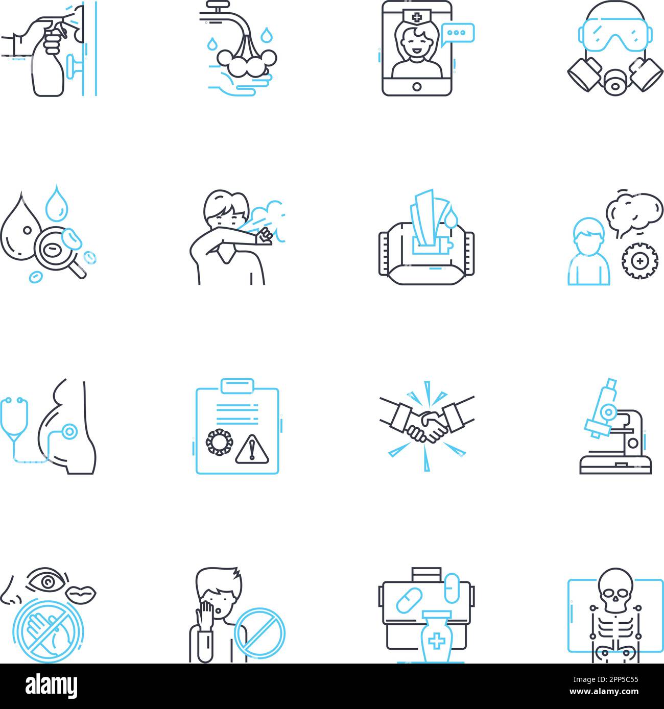 Telehealth linear icons set. Remote, Virtual, Online, Remote monitoring ...