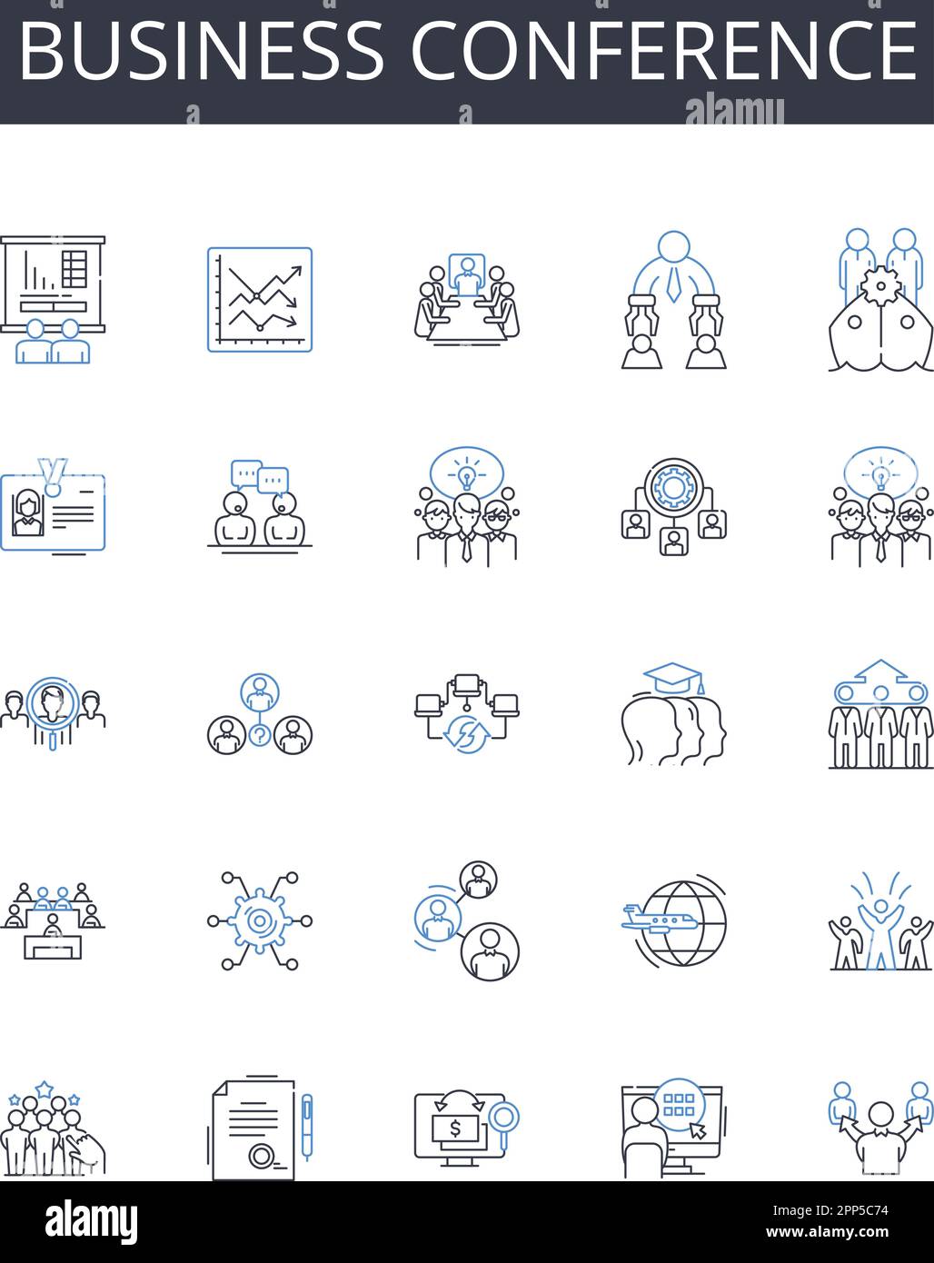 Business conference line icons collection. Innovation, Redemption ...