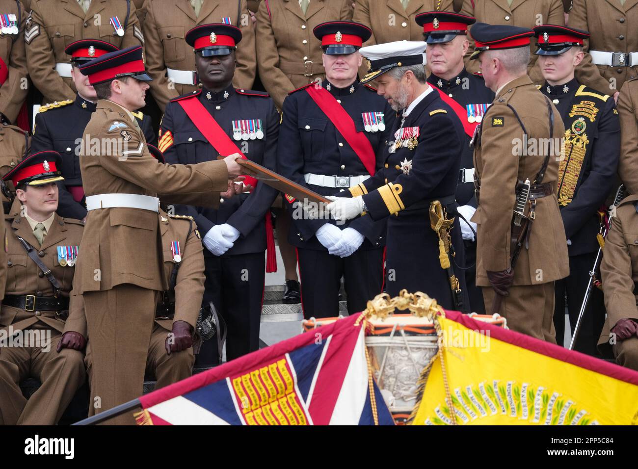 Crown Prince Frederik of Denmark presents new silk Colours, on behalf ...