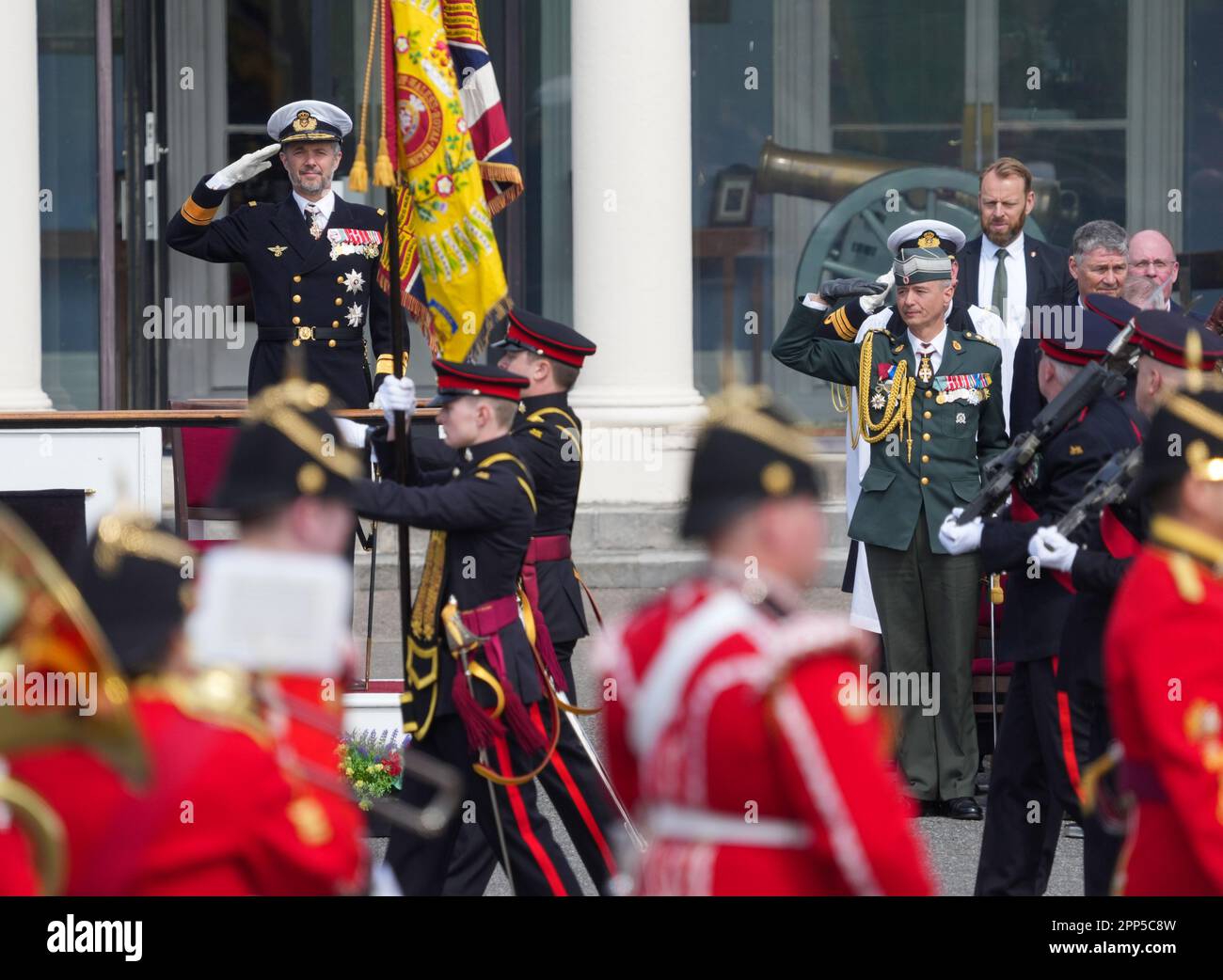 Crown Prince Frederik of Denmark presents new silk Colours, on behalf ...