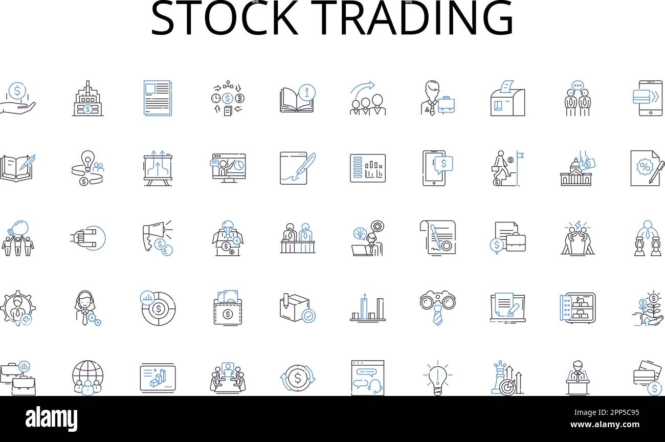 Stock trading line icons collection. Hazard, Probability, Vulnerability ...