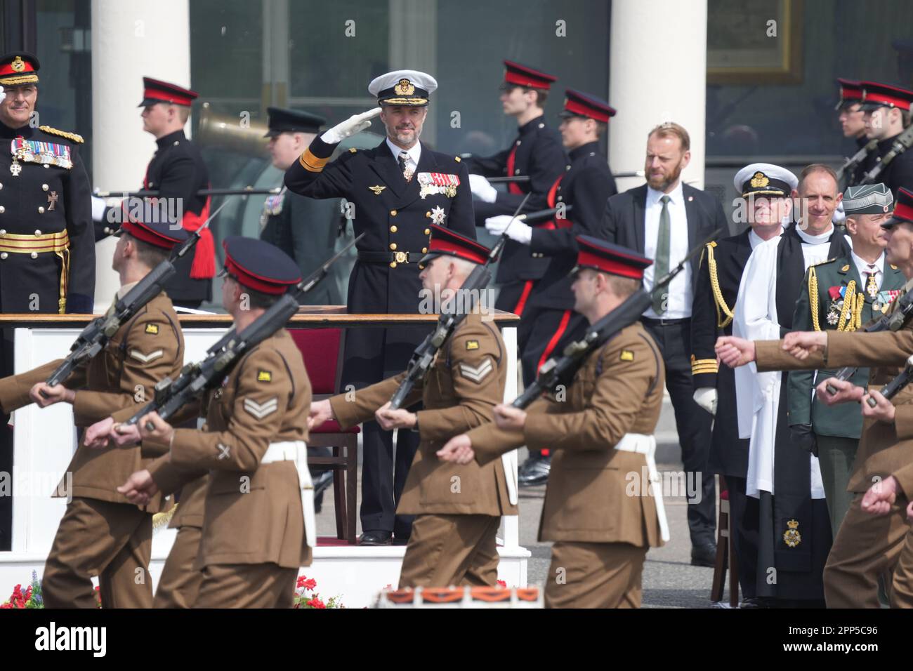 Crown Prince Frederik of Denmark presents new silk Colours, on behalf ...