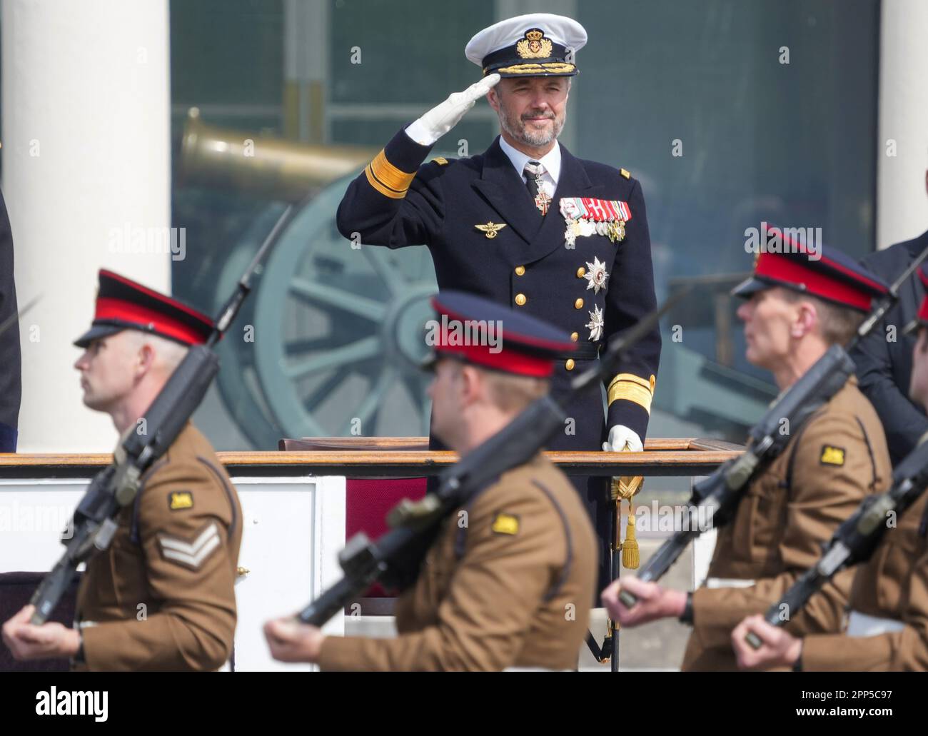 Crown Prince Frederik of Denmark presents new silk Colours, on behalf ...