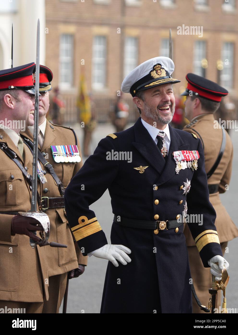Crown Prince Frederik of Denmark presents new silk Colours, on behalf ...