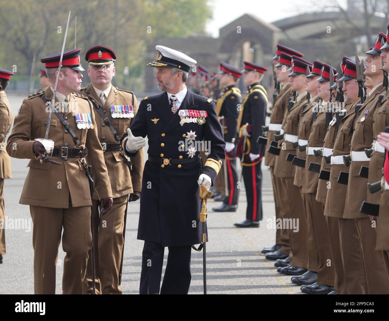 Crown Prince Frederik of Denmark presents new silk Colours, on behalf ...