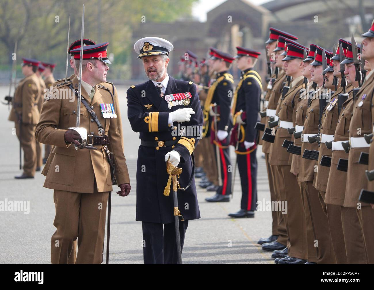 Crown Prince Frederik of Denmark presents new silk Colours, on behalf ...