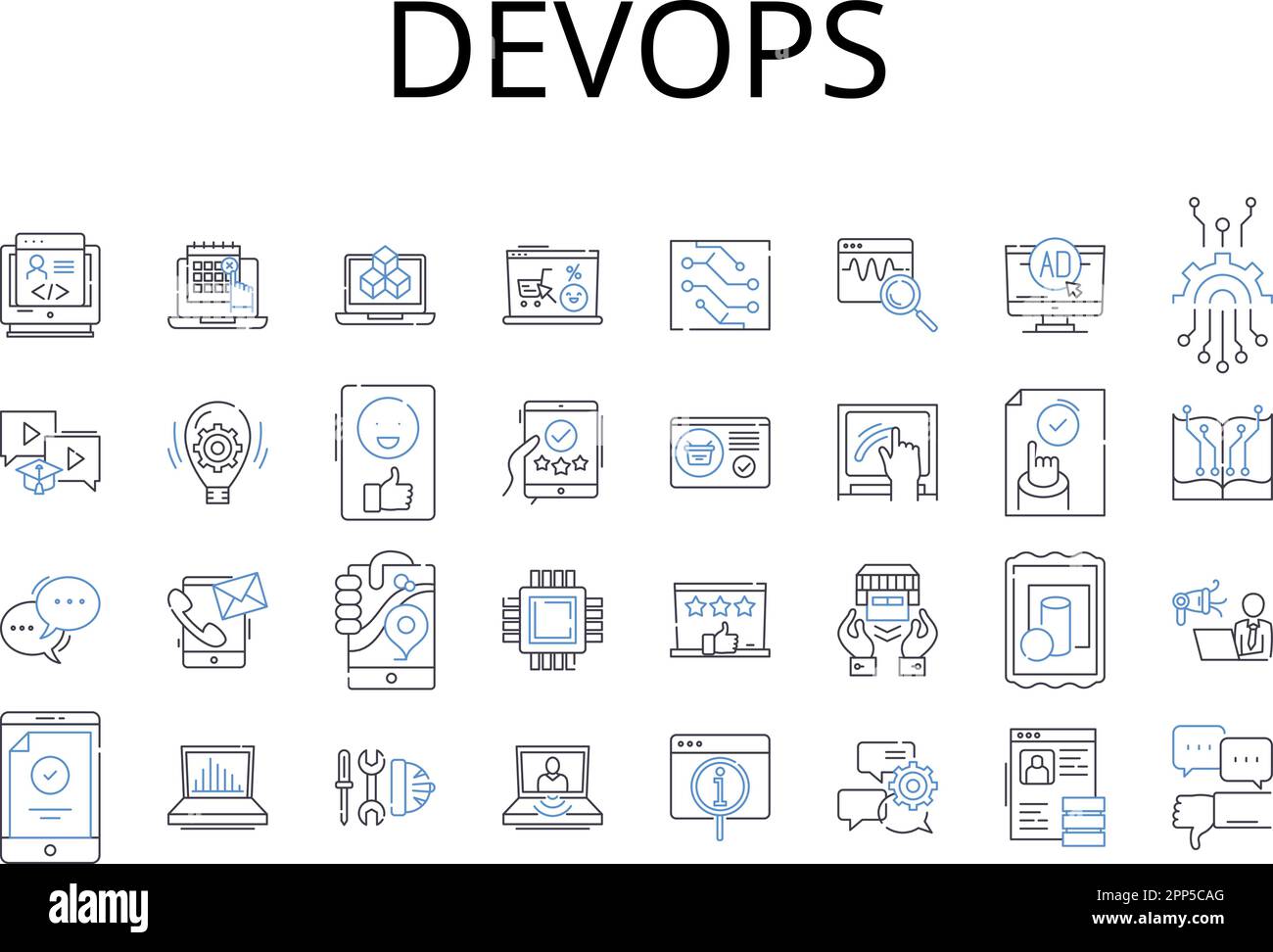 Devops Line Icons Collection Agile Development Cloud Computing