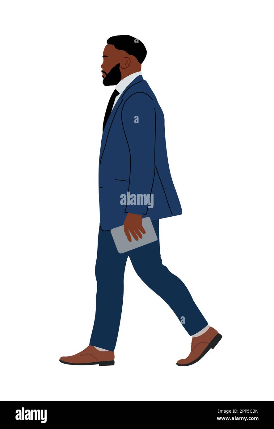 Black Business man walking side view vector Stock Vector Image & Art ...
