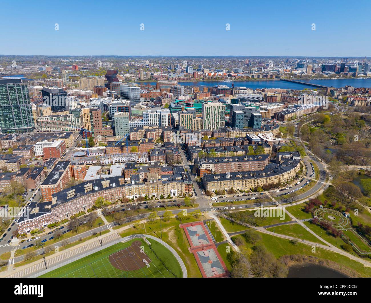 Boston Fenway district modern city skyline and Emerald Necklace ...