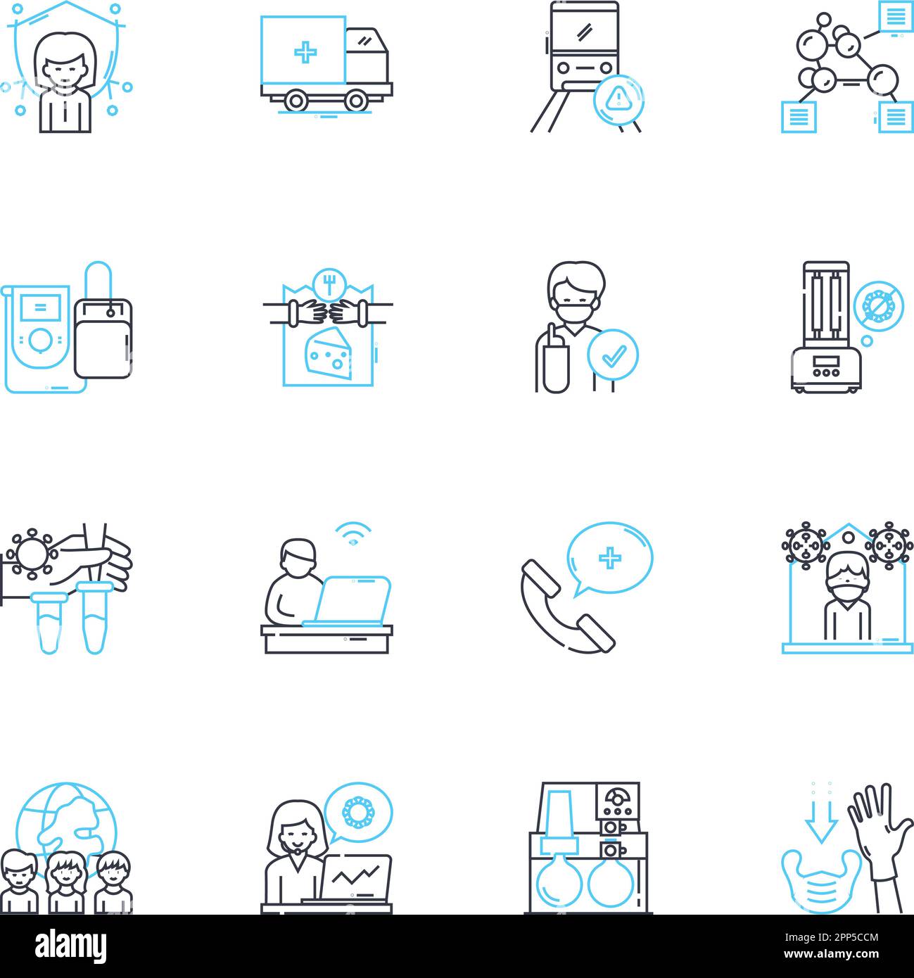 Pathogens linear icons set. Virus, Bacteria, Fungus, Parasite ...