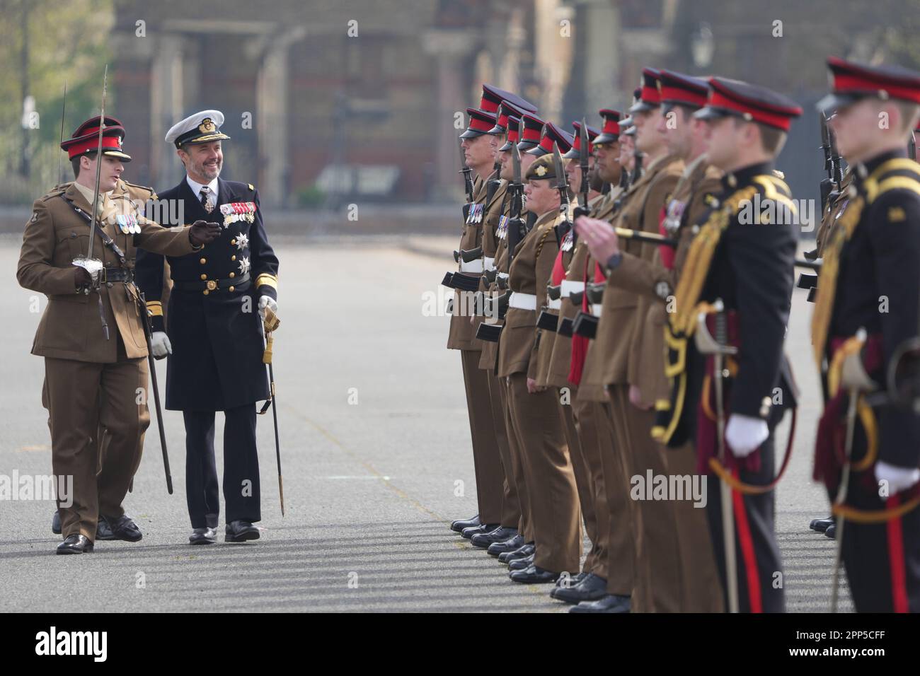 Crown Prince Frederik of Denmark presents new silk Colours, on behalf ...