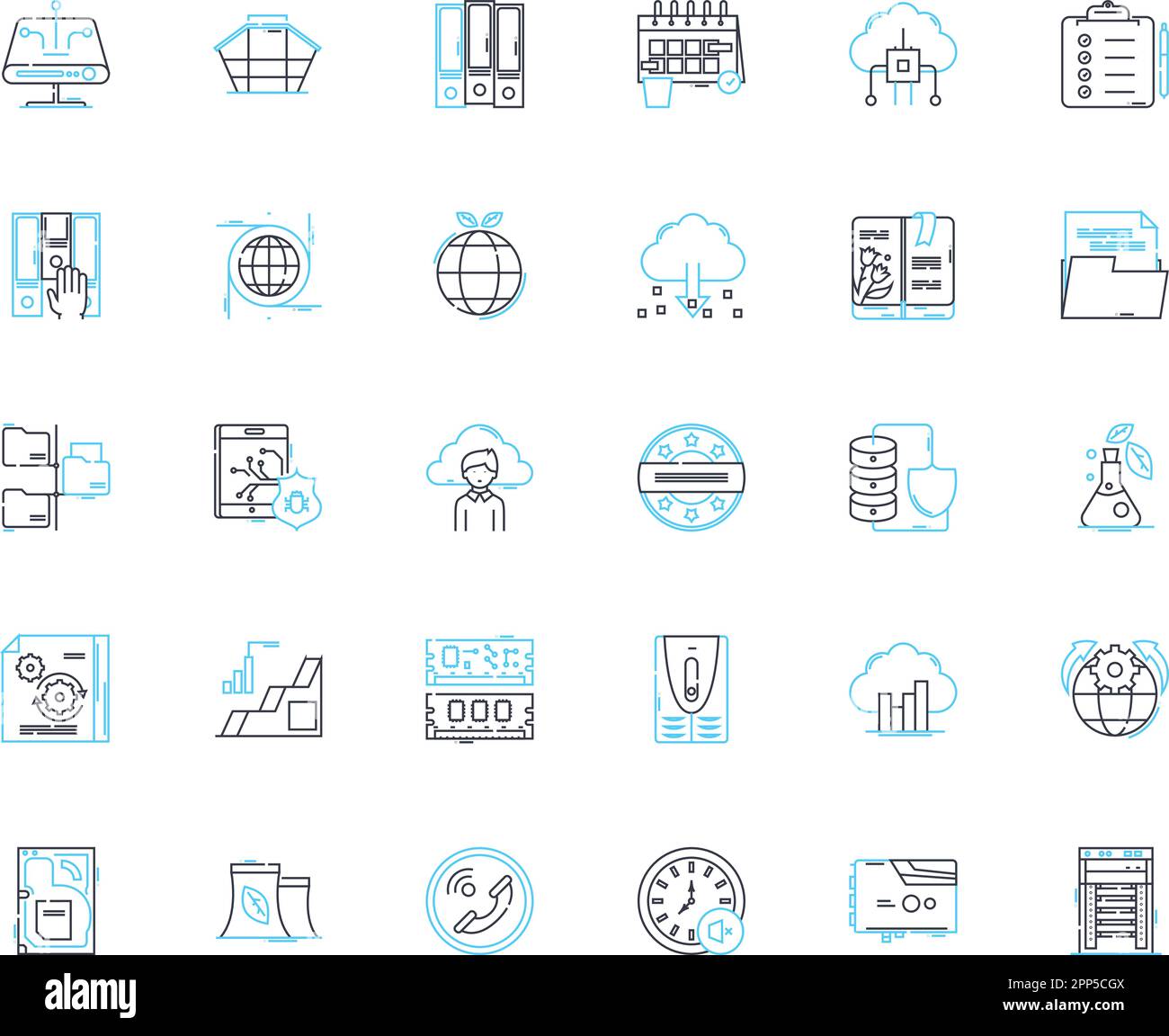 Cloud retention linear icons set. Archiving, Backup, Compliance, Data ...