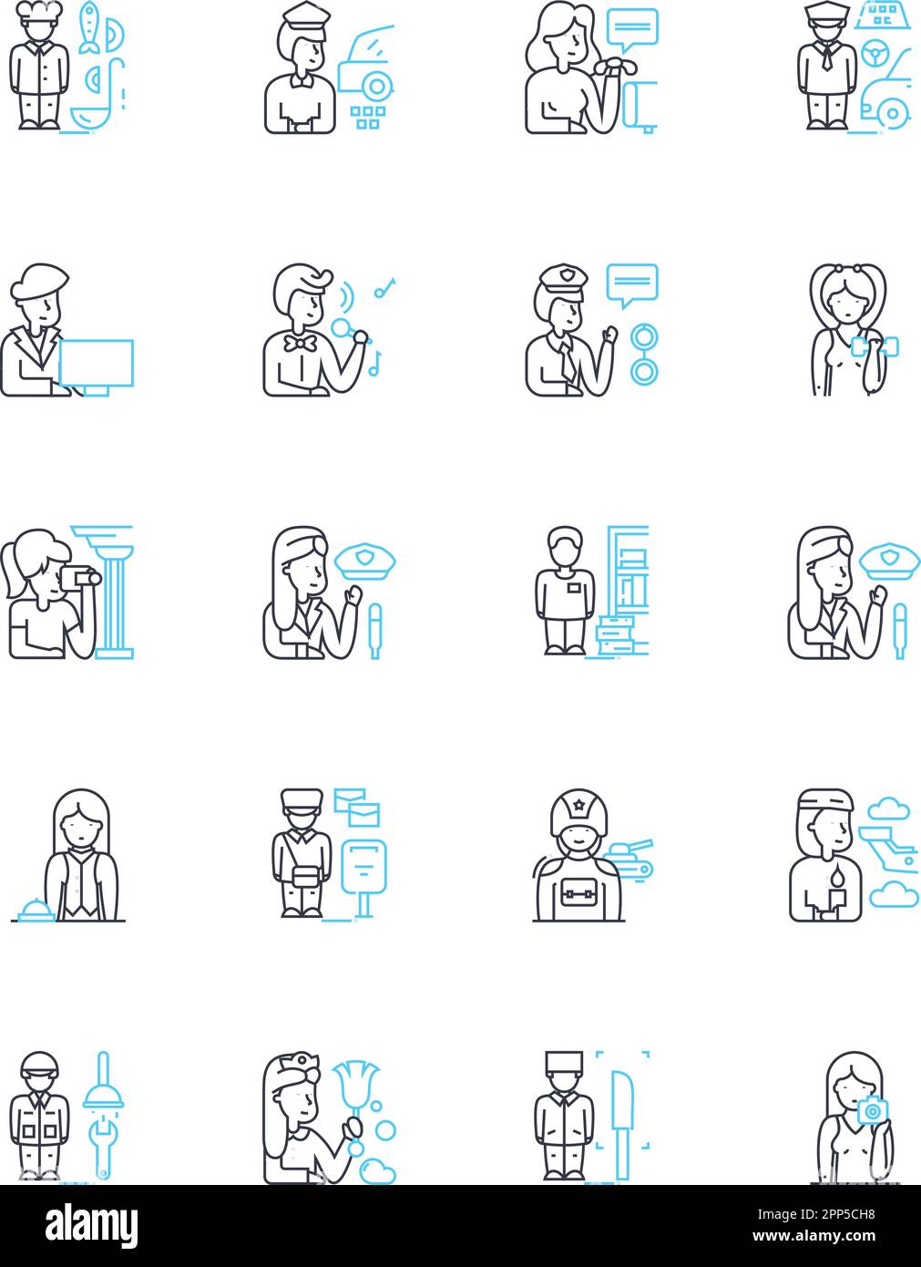 Director linear icons set. Leader, Manager, Visionary, Innovator ...