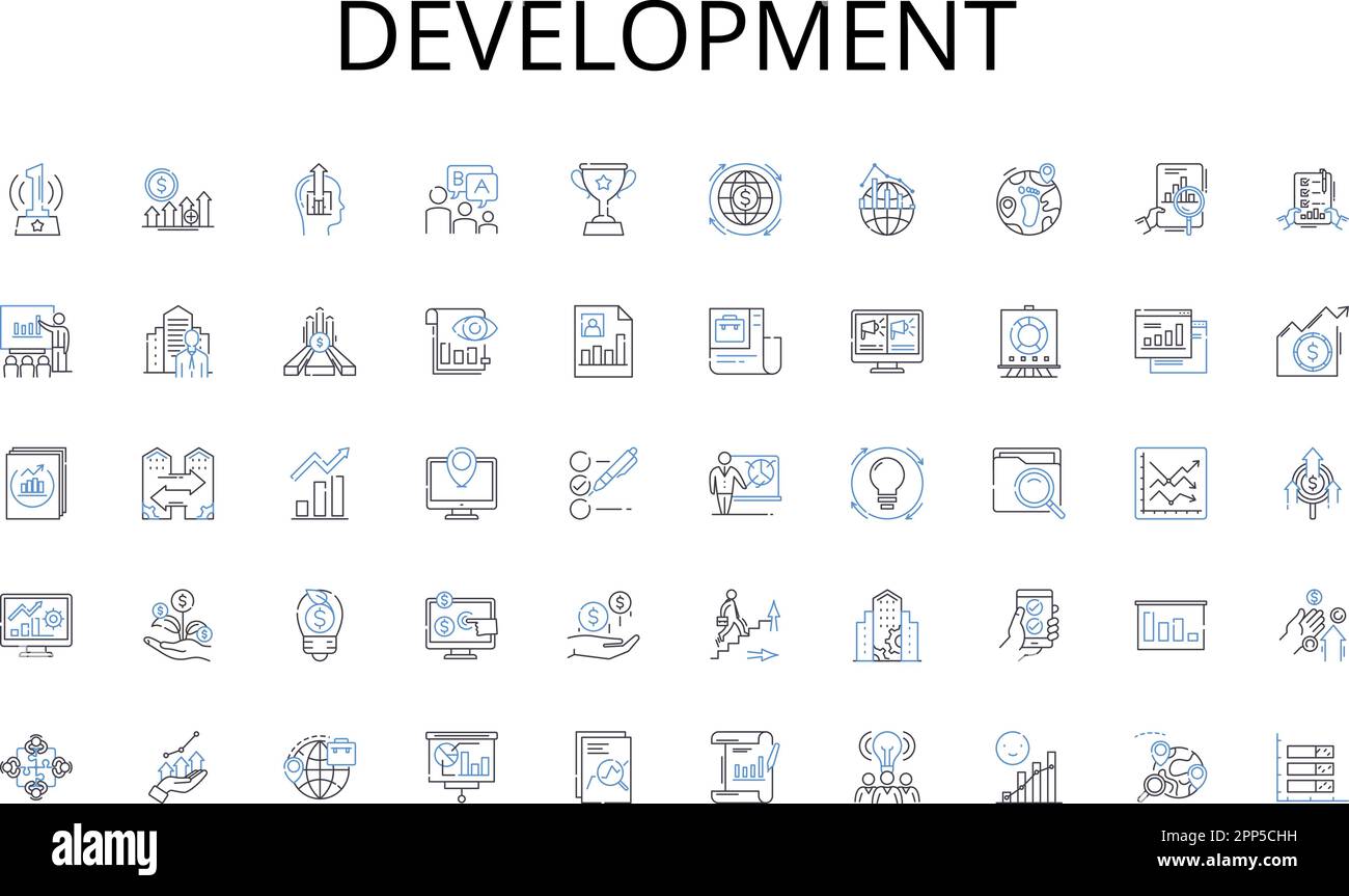 Development line icons collection. Commerce, Import, Export, Wholesale ...