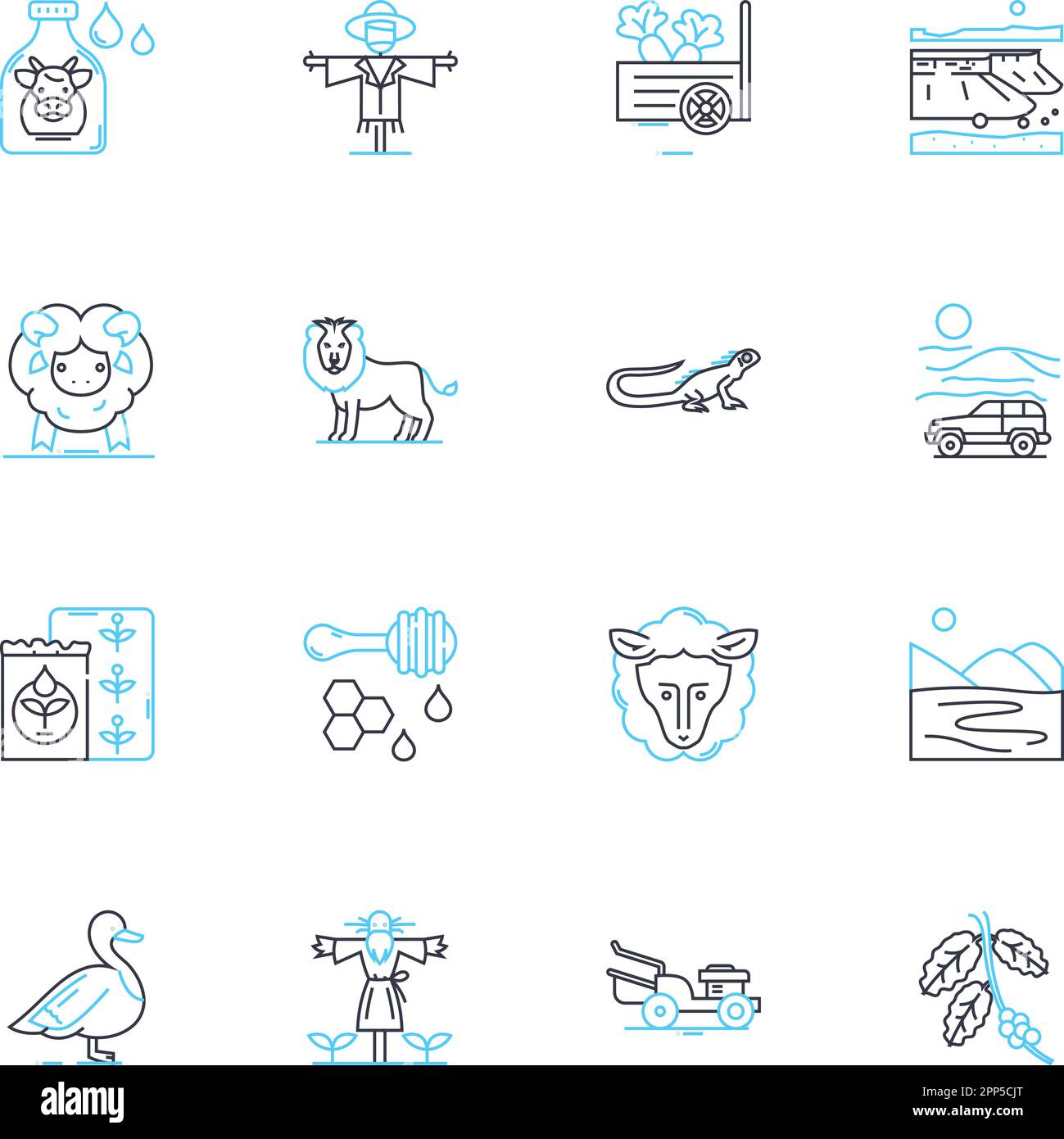 Gardening linear icons set. Soil, Seeds, Plants, Fertilizer, Compost ...