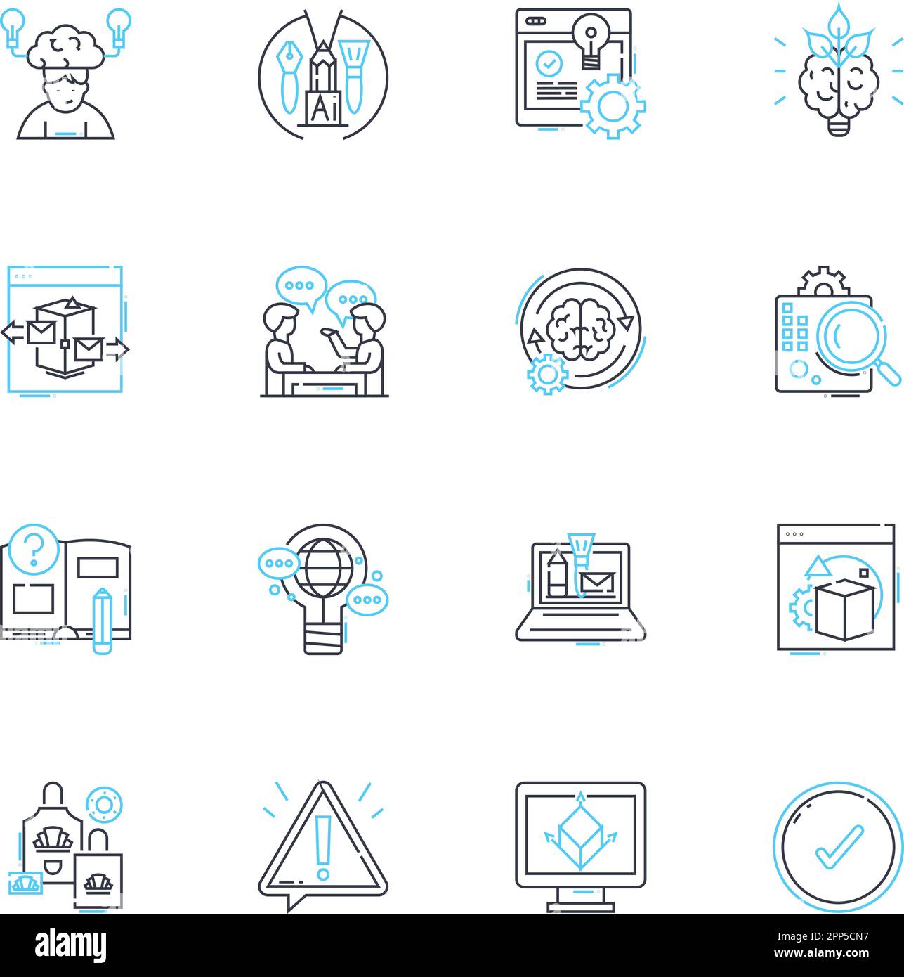 Inspiration and imagination linear icons set. Creativity, Vision, Muse ...