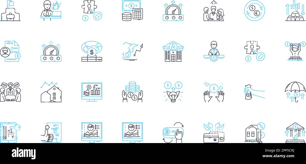 Share market linear icons set. Stocks, Trading, Investments, NASDAQ ...