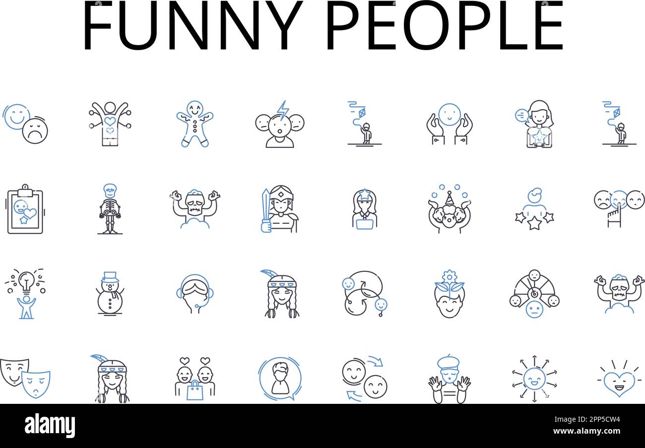 Funny people line icons collection. Comedians, Jokers, Clowns, Witty ...