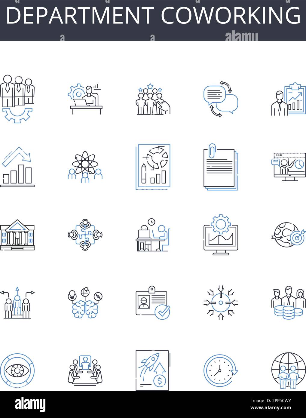 Department Coworking Line Icons Collection Business Collaboration Workplace Collaboration