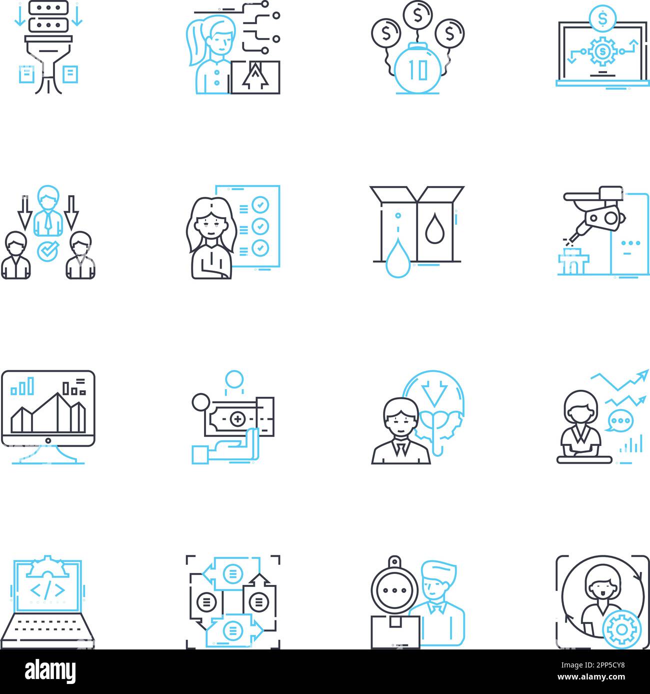Project Coordination Linear Icons Set Planning Organization